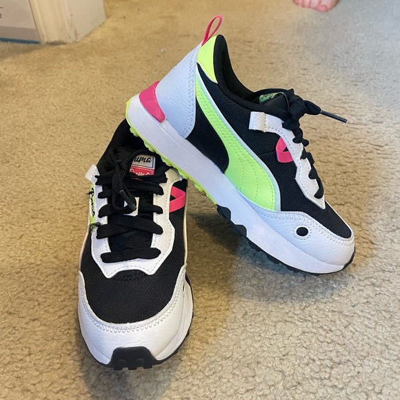 Puma | Shoes | Retro Neon Yellow Pink Kids Puma Sneakers Size C | Poshmark
